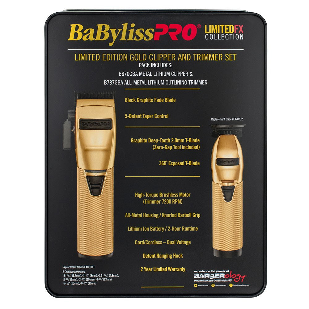 BaBylissPRO Gold FX Lithium Duo Clipper & Trimmer – Bravo Barber Supply
